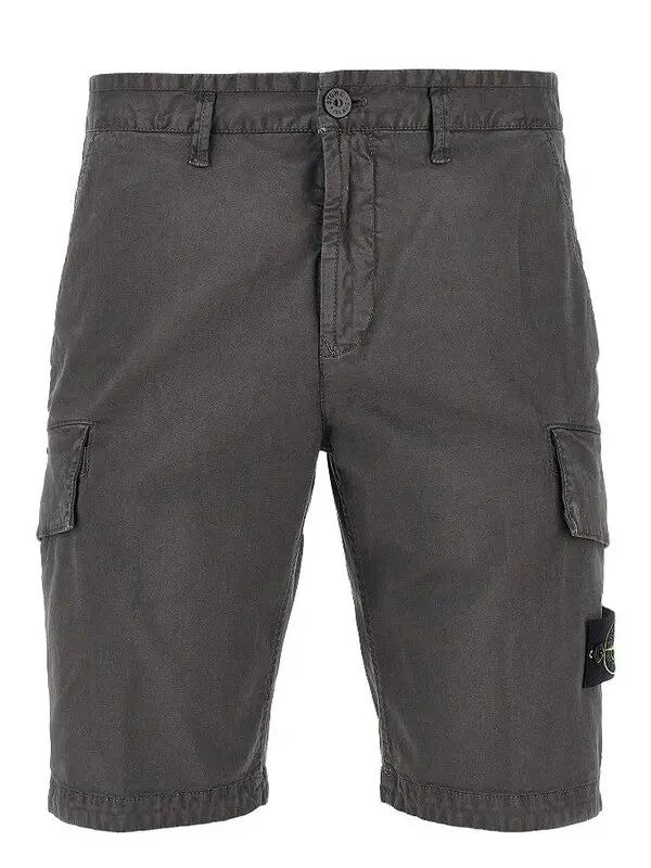 Stone Island Old Effect Broken Twill Cargo Shorts - Grey