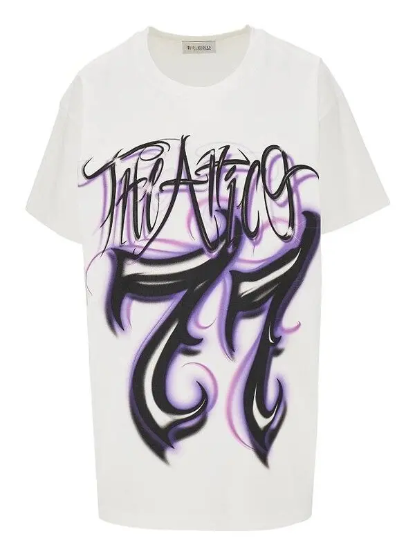 Attico Graffiti Print Short Sleeve T-shirt - White