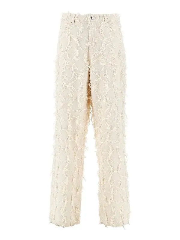 Séfr Nikos Jeans With Jacquard Diamond Motif - White