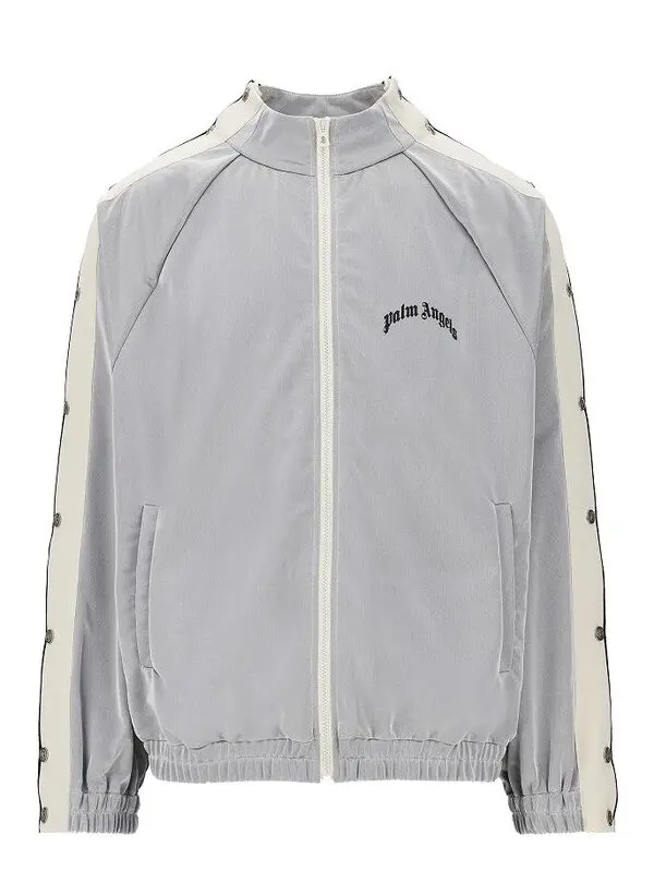 Palm Angels Track Jacket With Logo Print - Silver