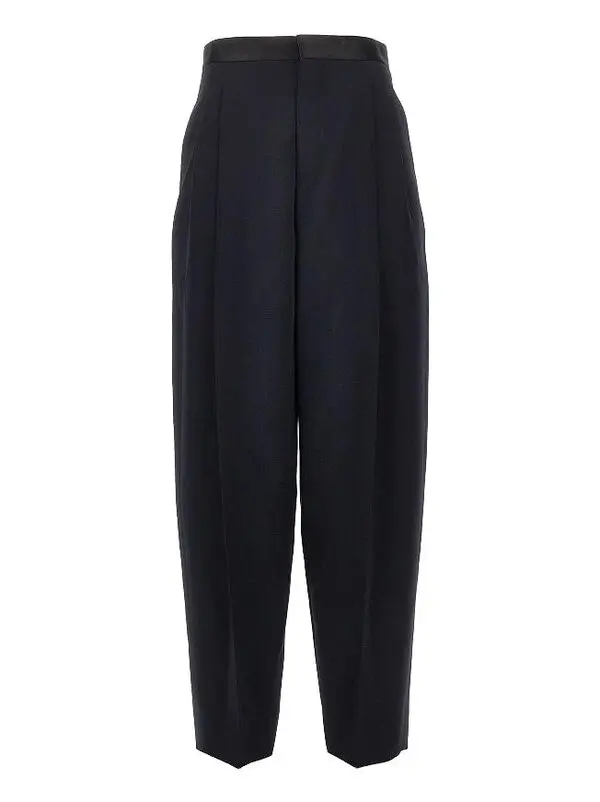 Bottega Veneta Grain De Poudre Wool Pants With Double Dart - Black