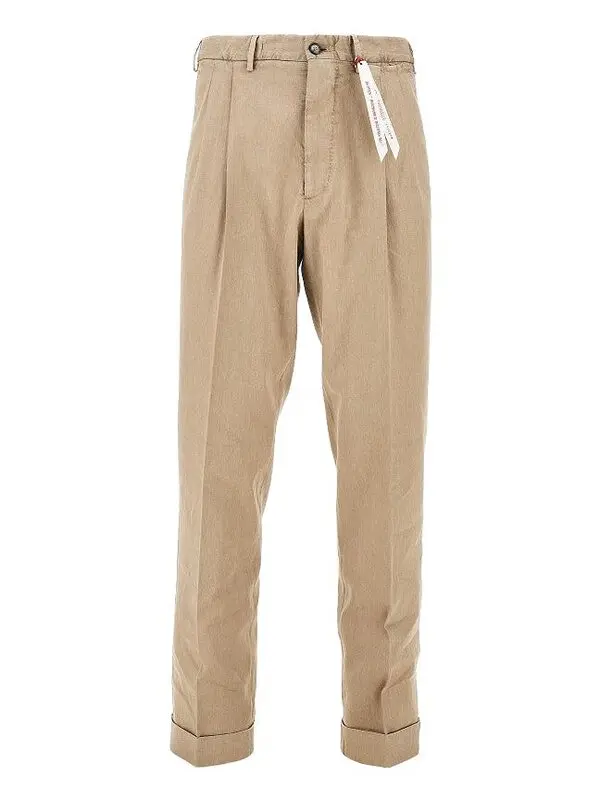 SANTANIELLO Clark Linen And Cotton Blend Pants - Beige