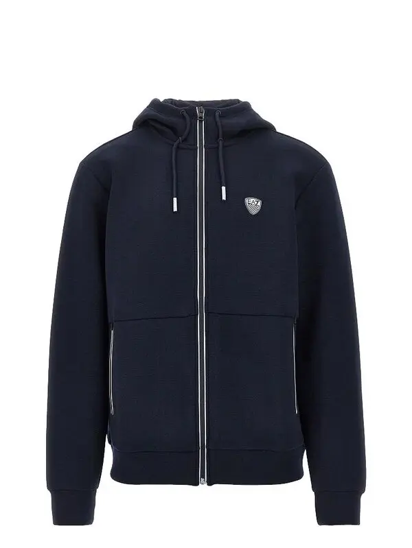 EA7 Stretch Jersey Full-zip Hoodie - Blue