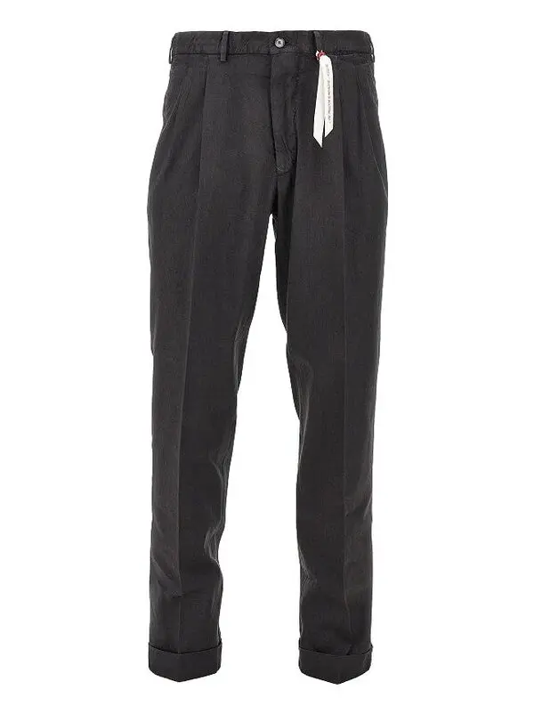SANTANIELLO Clark Evoluto Cotton And Linen Blend Twill Pants - Grey