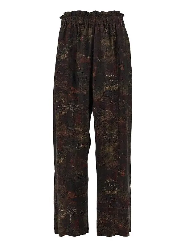 Emporio Armani Printed Cupro Twill Pants - Brown