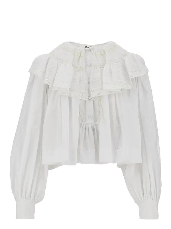 Chloé Voile Ruffled Blouse - White
