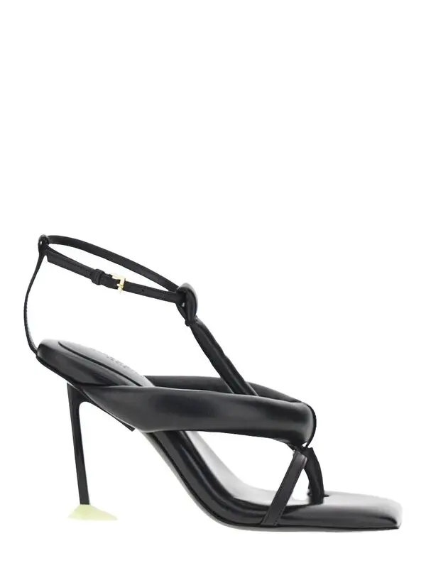 Givenchy Nappa Leather Boudoir Heel Thong Sandals - Black