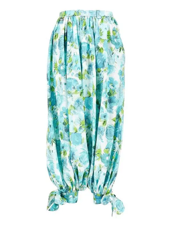 Chloé Jacquard Silk Floral Print Balloon Leg Pants - Multicolor
