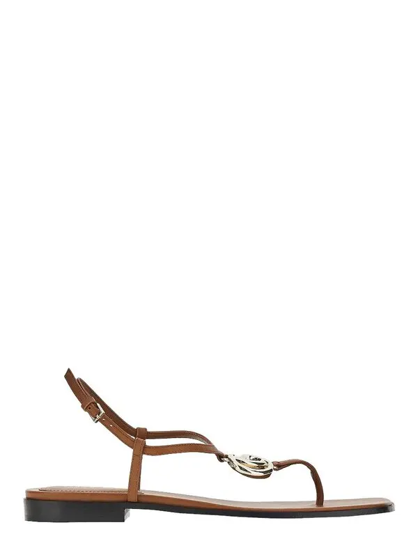 Gucci Double G Leather Thong Sandals - Brown