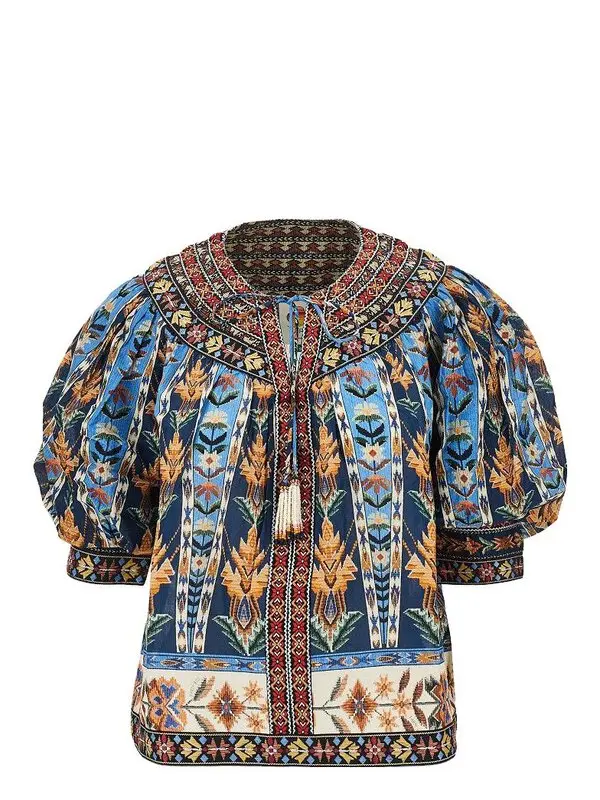 Farm Rio Tapestry Print Cotton Blouse - Multicolor