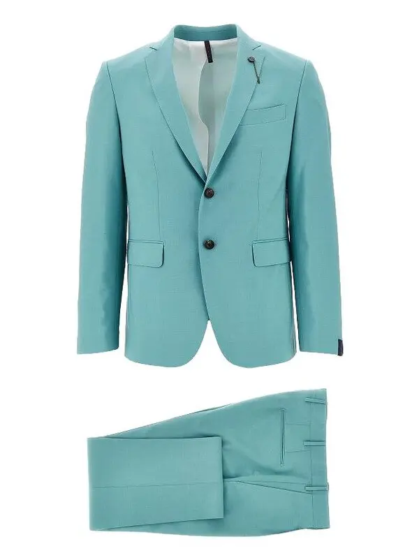 SANTANIELLO Wool-blend Single-breasted Suit - Blue