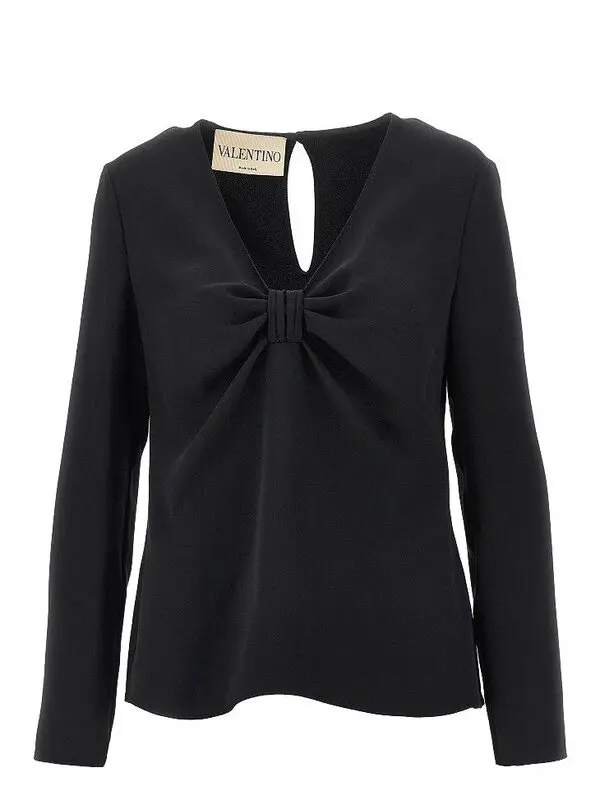 Valentino Garavani Cady Couture Long-sleeved Top With Bow Detail - Black