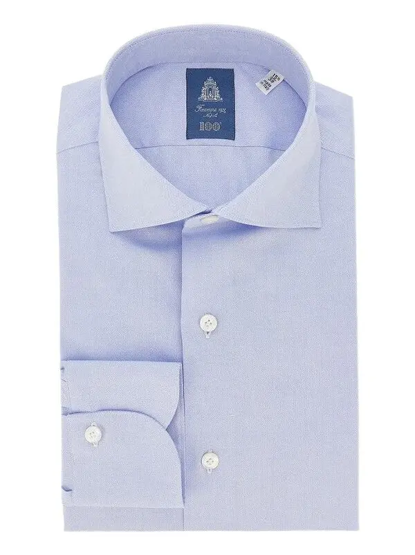 FINAMORE 1925 Milano' Pinpoint Shirt - Blue