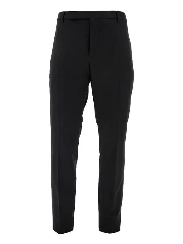 Saint Laurent Tailored Wool Trousers With Mid-pleat - Black