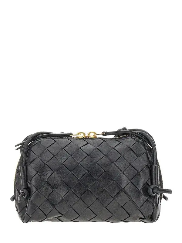 Bottega Veneta Intrecciato Leather Pouch On Strap - Black