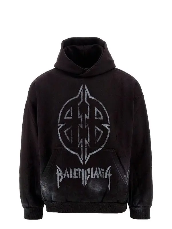 Balenciaga Metal Bb Stencil Medium Fit Hoodie - Black
