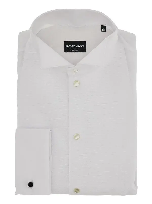 Giorgio Armani Cotton Tuxedo Shirt - White