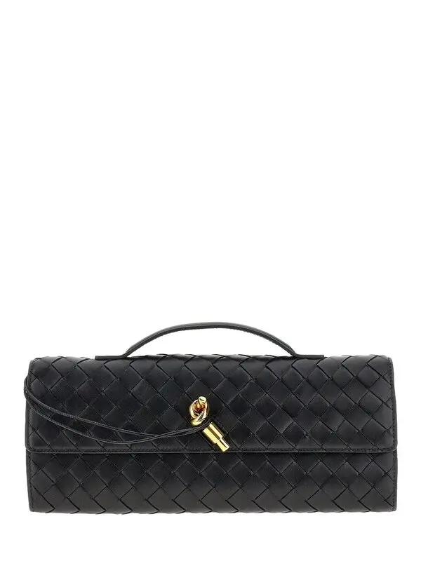 Bottega Veneta Andiamo Nappa Leather Clutch With Knot Closure - Black
