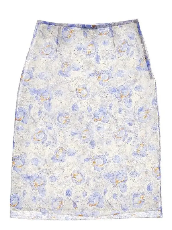 Prada Printed Nylonette Midi Skirt - Blue