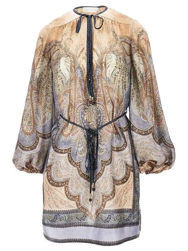 Zimmermann Wanderlust Silk Tunic Mini Dress - Blue
