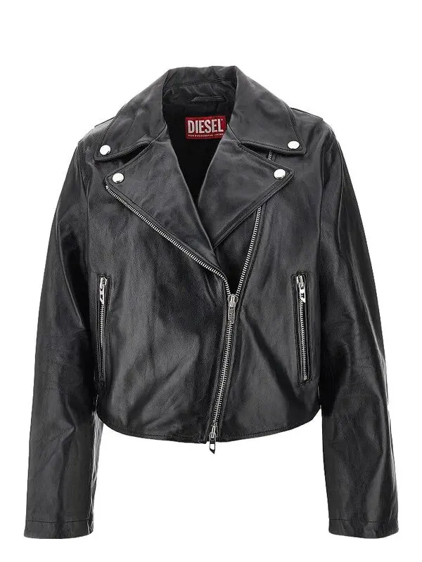 DIESEL® L-unatic Leather Biker Jacket - Black