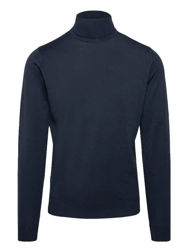 John Smedley Fine Knit Extrafine Merino Wool Turtleneck Sweater - Blue