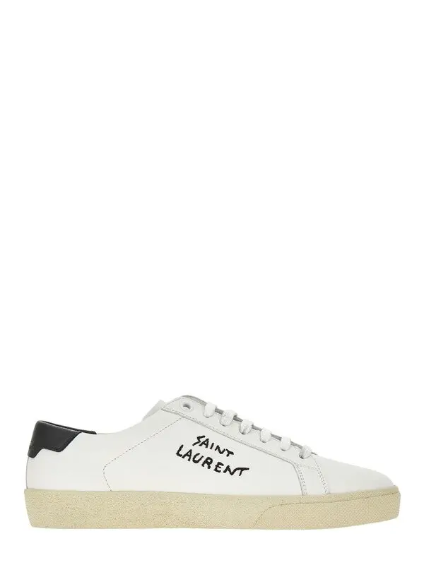 Saint Laurent Sl/06 Signature Leather Sneakers - White