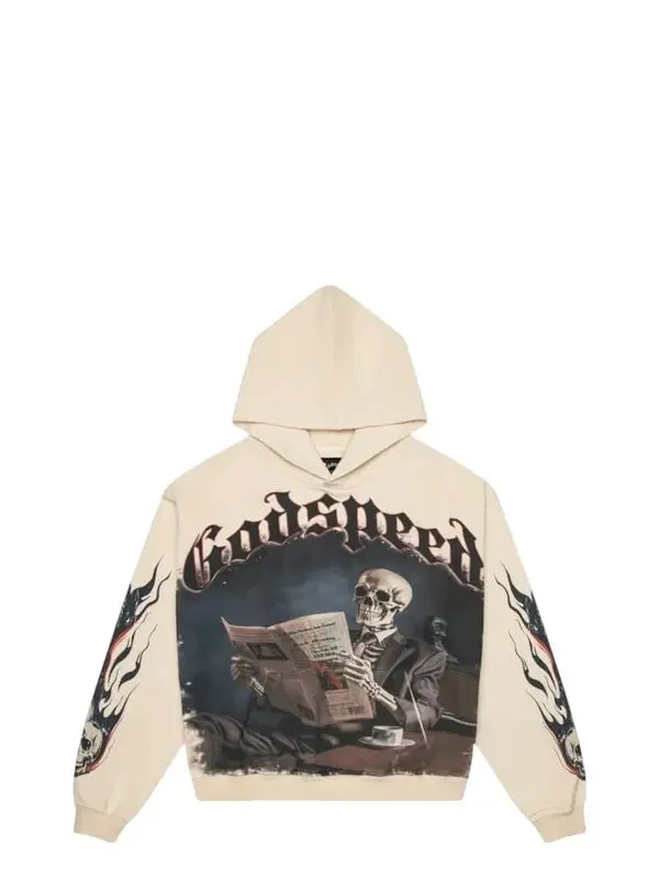 GODSPEED Black Monday" Graphic Hoodie - Bone