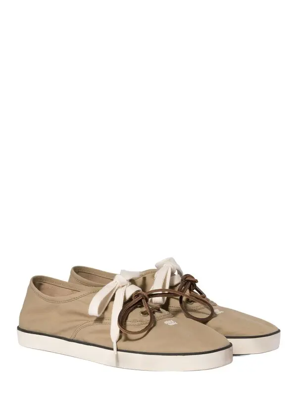 Miu Miu Chino Sneakers With Embroidered Logo - Khaki