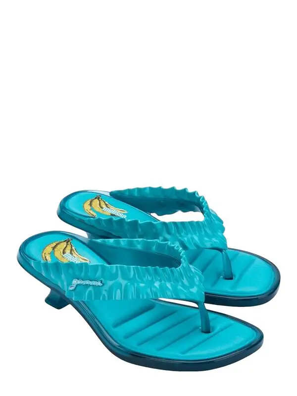 Melissa X Ganni Thong Kitten Heel Sandals - Blue
