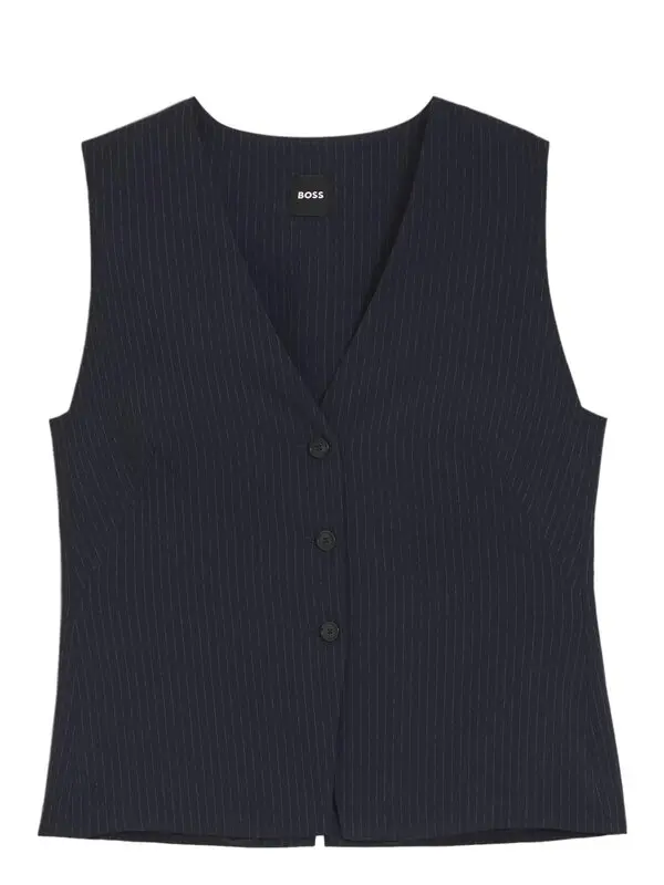 BOSS Pinstripe Stretch Crepe Vest - Patterned