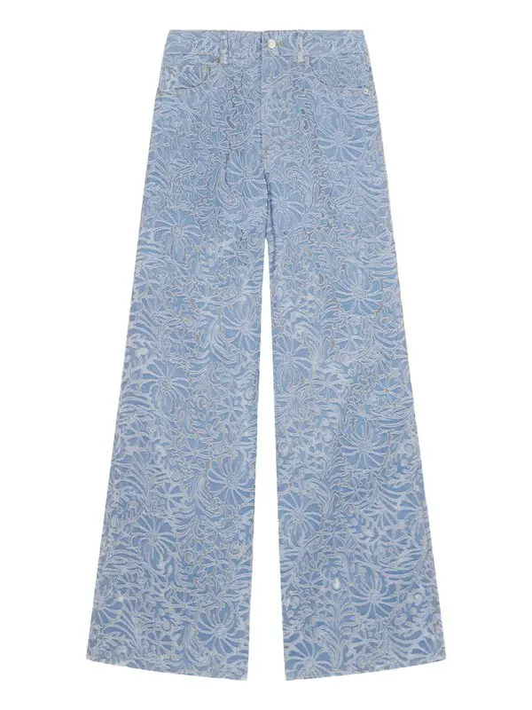 Veronica Beard Taylor High-rise Wide-leg Jeans With Floral Motifs - Blue