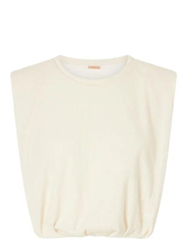 Johanna Ortiz Muraya Ribbed Cotton-blend Top - Neutrals