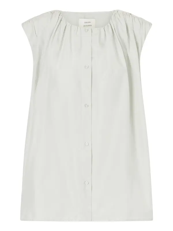 Loulou De Saison Anca' Gathered Cotton And Silk-blend Blouse - Green