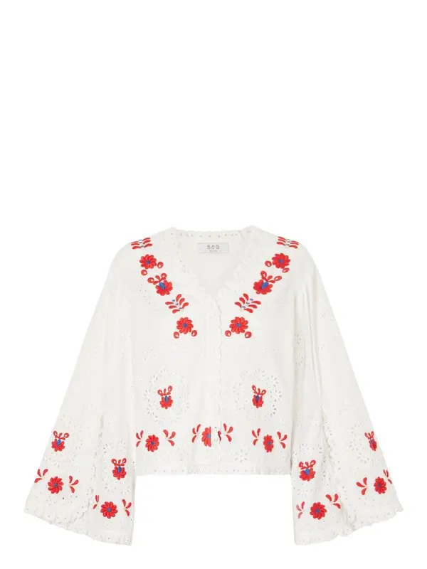 Sea Catharina Embroidered Cotton And Linen Shirt - Neutrals