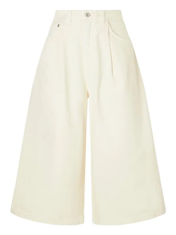 AGOLDE 80's Gaucho' Organic Cotton Pleated Denim Shorts - Neutrals
