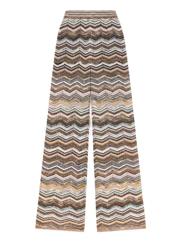 Missoni Striped Metallic Crochet-knit Wide-leg Pants - Multi