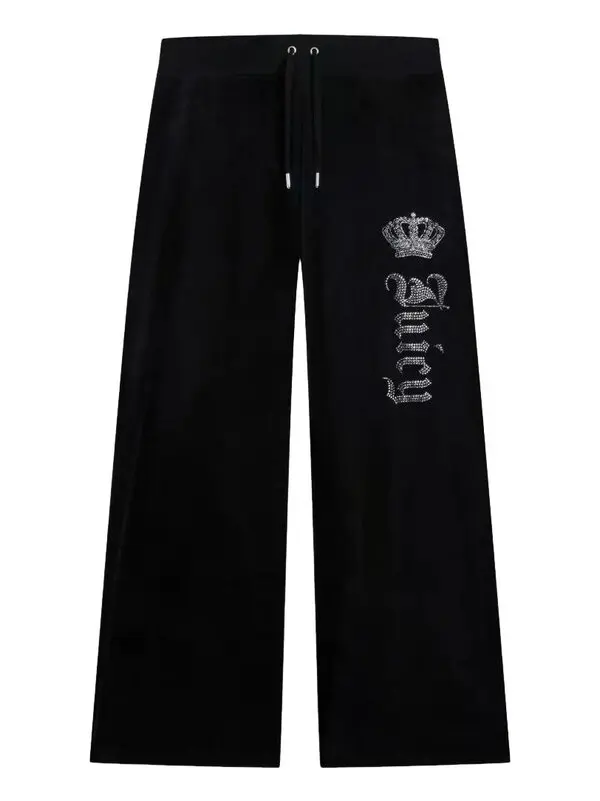 Juicy Couture Diamanté Crown Velour Track Pants - Black
