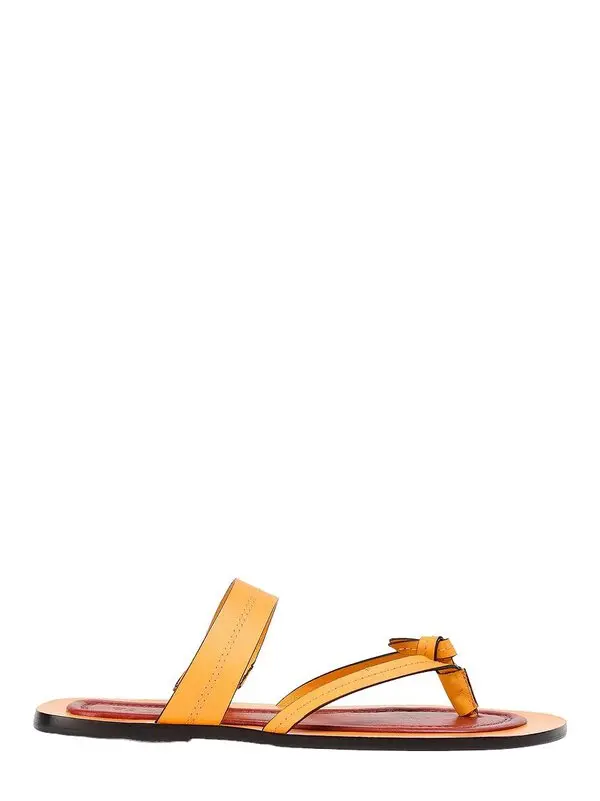 Farm Rio Leather Thong Sandals - Saffron