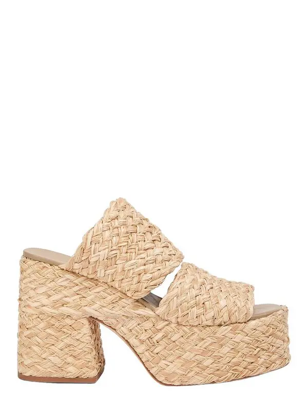 Farm Rio Faux Raffia Platform Mules - Neutral