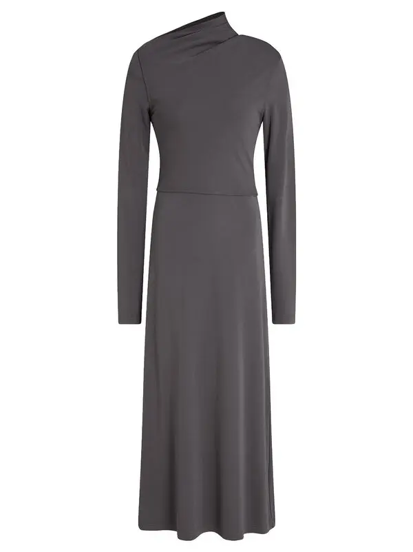 TOTEME Draped Stretch-jersey Midi Dress - Anthracite