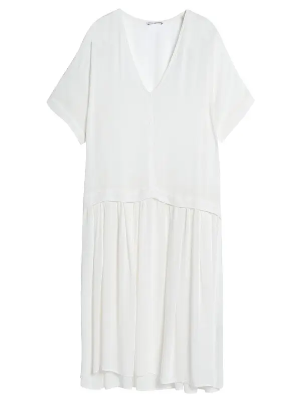 JAMES PERSE Pleated Gauze Midi Dress - White