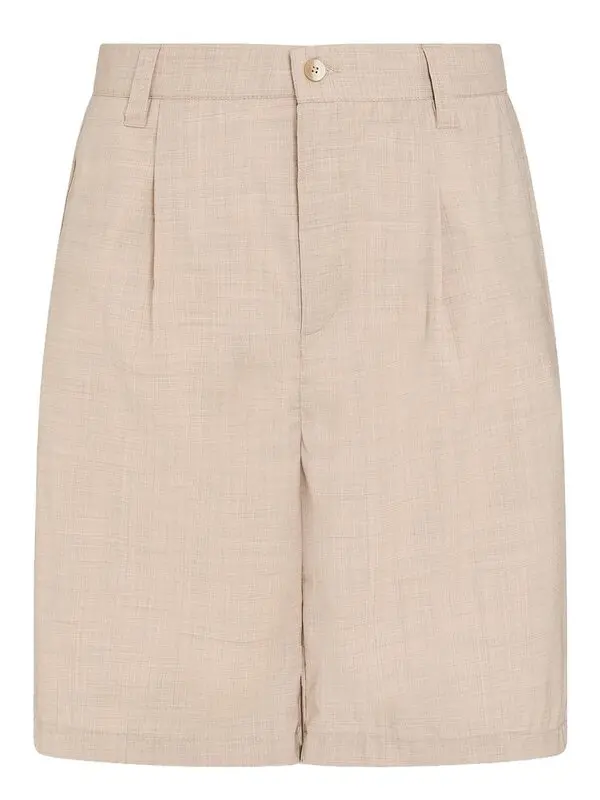 Frescobol Carioca Sereno Pleated Wool Shorts - Beige