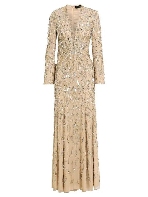 Jenny Packham Kaia Embellished Tulle Gown - Neutral