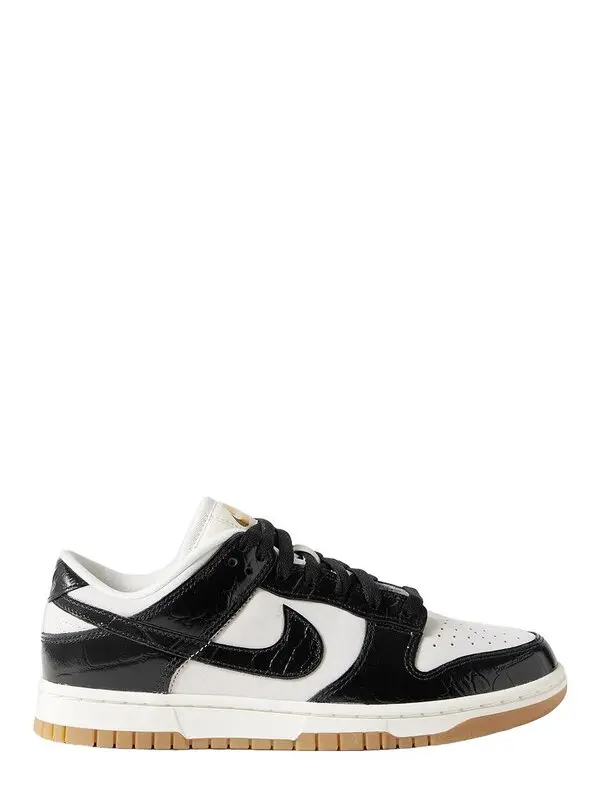 Nike Dunk Low Croc Effect Leather And Suede Sneakers - Black