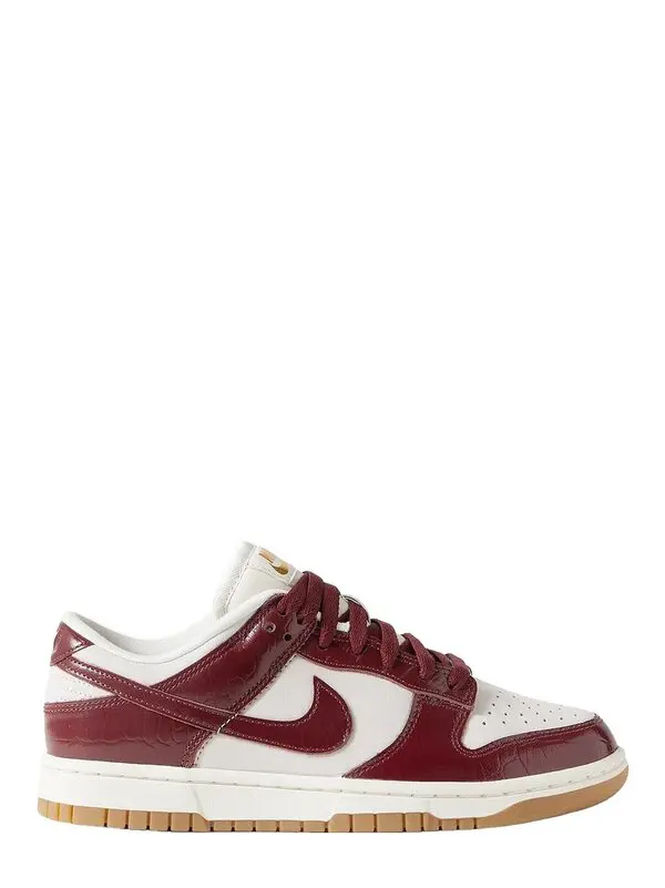 Nike Dunk Low Croc Effect Leather And Suede Sneakers - Burgundy