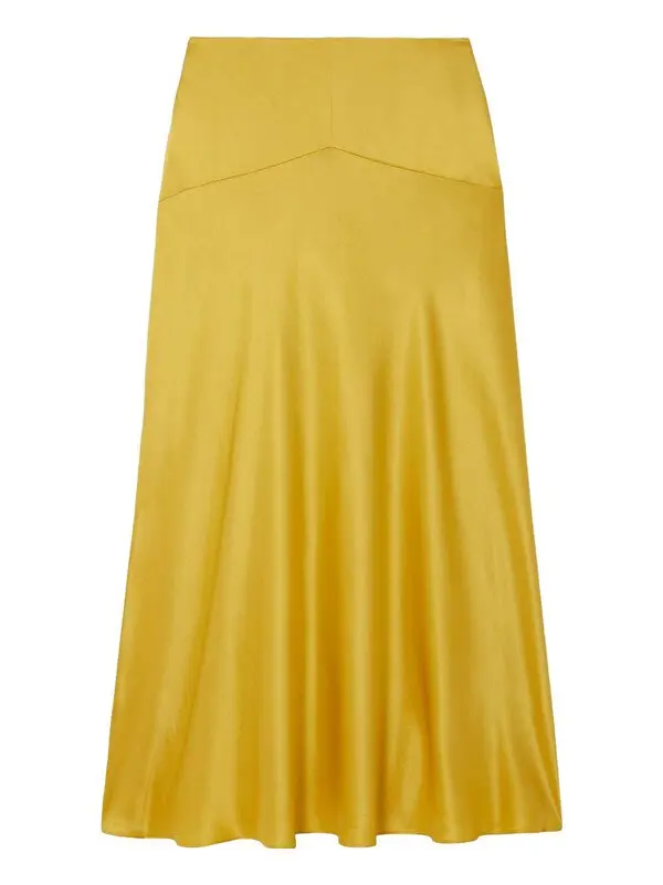 Tove Clover Silk-satin Midi Skirt - Yellow
