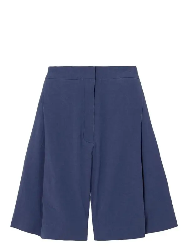 Tove Bella Pleated Linen-blend Shorts - Navy