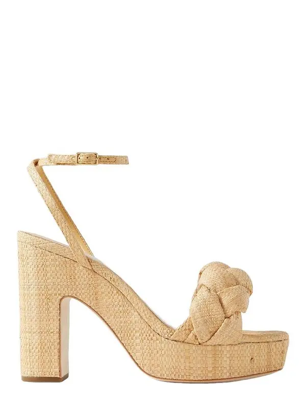 LOEFFLER RANDALL Fae Braided Raffia Platform Sandals - Beige
