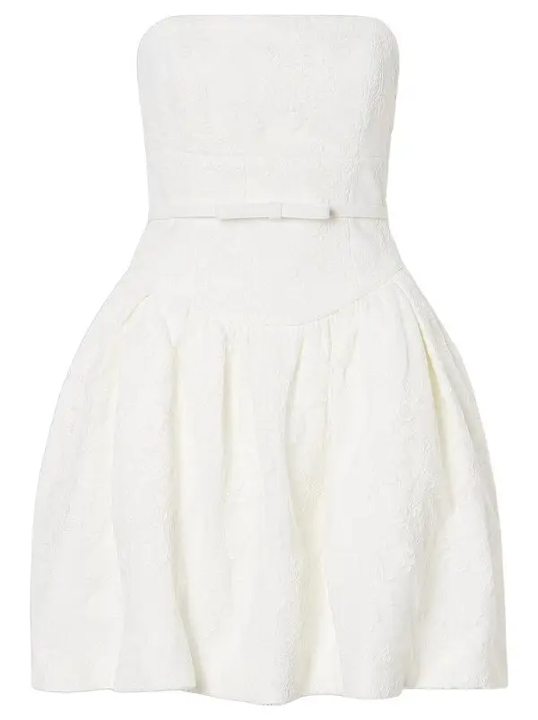 SELF-PORTRAIT Strapless Lace Mini Dress - White